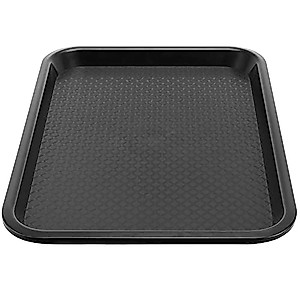 JOIKIT 8 Pack 12 x 16 Inch Fast Food Trays, Plastic Fast Food Serving Trays Rectangular Cafeteria Tray Textured Food Serving Trays for Commercial, Home Use, Black