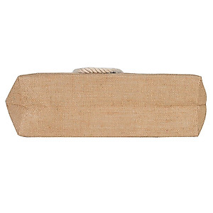 Heavy Shoulder Cotton Rope Handles Ship Anchor Hooks Printed Zipper Closure Women Straw Beach Premium Tote Bag by BB (Navy Blue)