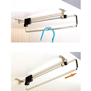 Closet Pull Out Autuwintor Pull-Out Closet Valet Rod Adjustable Wardrobe Clothing Rail Side Mount with Mounting Screws Cold Rolled Steel Black Silver, Retractable 10-Inches,Quantity-2