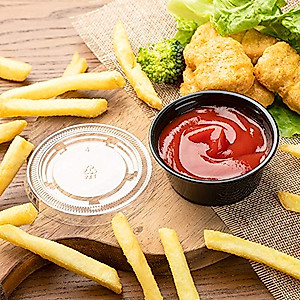 Restaurantware Base 2 Ounce Sauce Cups, 2000 Microwave-Safe Condiment Cups - Crack-Resistant, Disposable, Black Plastic Portion Cups, For Samples, Sauces, Or Toppings, Lids Sold Separately