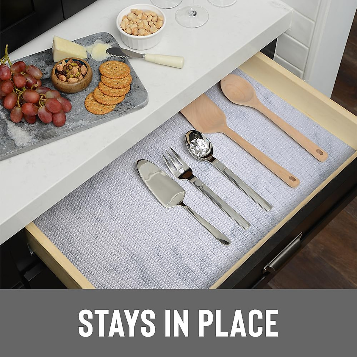 Con-Tact Brand Grip Prints Non-Adhesive Non-Slip Counter Top, Drawer/Shelf Liner, 12" x 20', Carrara Marble