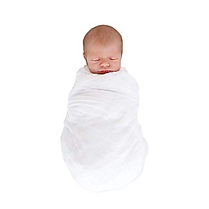 Cute New York Premium Cotton Muslin Swaddle Blankets for New Born Boys Girls (White)