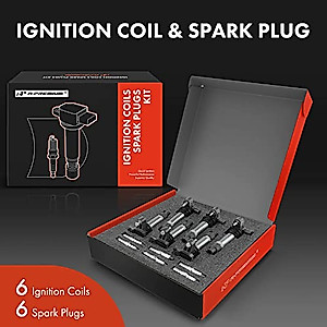 A-Premium Ignition Coils and Spark Plugs Kits Compatible with Chevrolet Equinox, Malibu, Traverse, Impala, Camaro, Colorado & GMC Acadia, Canyon & Buick LaCrosse, Enclave & Cadillac SRX, CTS 6-PC Set