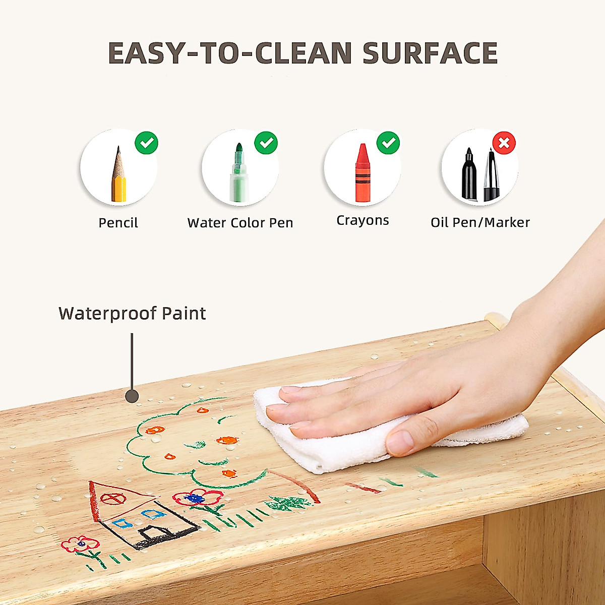 OOOK Rubber Wood 6 Cube Storage Organizer, Ladder Corner Shelf with Display Paltform, 3 Tier Kids Bookshelf and Toy Storage, Kids Furniture, Natural Solid Wood.