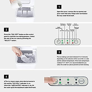 Generic Ice Maker Portable and Compact Ice Maker Machine, Electric High Efficiency Express Clear Operation Control Panel with Ice Scoop, Home Mini Ice Machine, for Parties Mixed Drinks(Medium), white