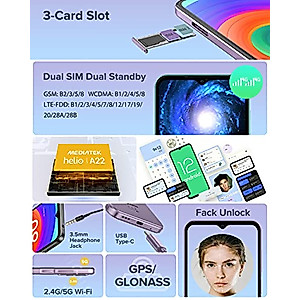 Ulefone Unlocked Smartphone, Note 14 Cell Phone Unlocked, Android 12, 6.52" IPS Full-Screen, 4500mAh, 7GB + 16GB, Triple Card Slots, 8MP Camera, Dual SIM, Face Recognition, 4G Cheap Phones - Green