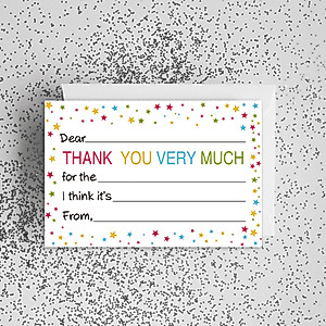 KORTTITALO Kids Fill in the Blank Thank You Postcards - Fun Thank You Notes For Boys or Girls - Colorful Thanks Cards With Envelopes -25 Card Set.