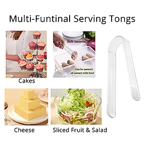 6 Packs of Plastic Buffet Serving Tongs,6.3 Inch Mini Clear Tongs for Appetizers,Serving Food,Ice Cube,Tea,Coffee Party and Jars.