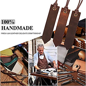 Jagucho Leather Bookmarks for Men Women Teen Boys Girls, Handmade Reading Page Markers for Book, Perfect Gift for Reader Writers (Umber 04 -1)