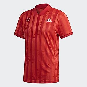 adidas Male Freelift Engineered Aeroready Tee , Scarlet/White , S