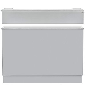 Reception Desk LED Lighted Reception Area Counter LANGARA in Silver Grey