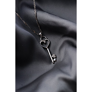 Forfamilyltd Key to Her Heart Petite Skeleton Key Pendant Necklace in Sterling Silver, 18''