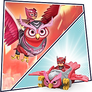 PJ Masks Animal Power Owlette Animal Rider Deluxe Vehicle, Eagle Owl Toy with Owlette Action Figure, Superhero Toys, Preschool Toys for 3 Year Old Girls and Boys and Up