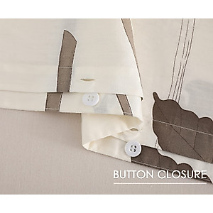 SLEEPBELLA Duvet Cover Queen Size, 600 Thread Count Cotton Botanical Flowers Pattern Printed Reversible Comforter Cover