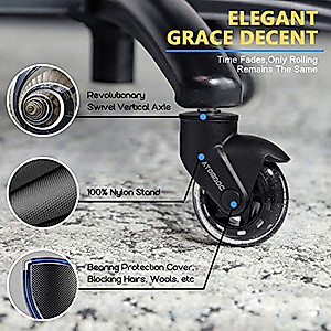 ATOMDOC Office Chair Caster Wheels, 3" Newly Lightweight Caster Wheels & Revolutionary Swivel Vertical Axle, Safe Protection for All Floors Including Hardwood, Set of 5