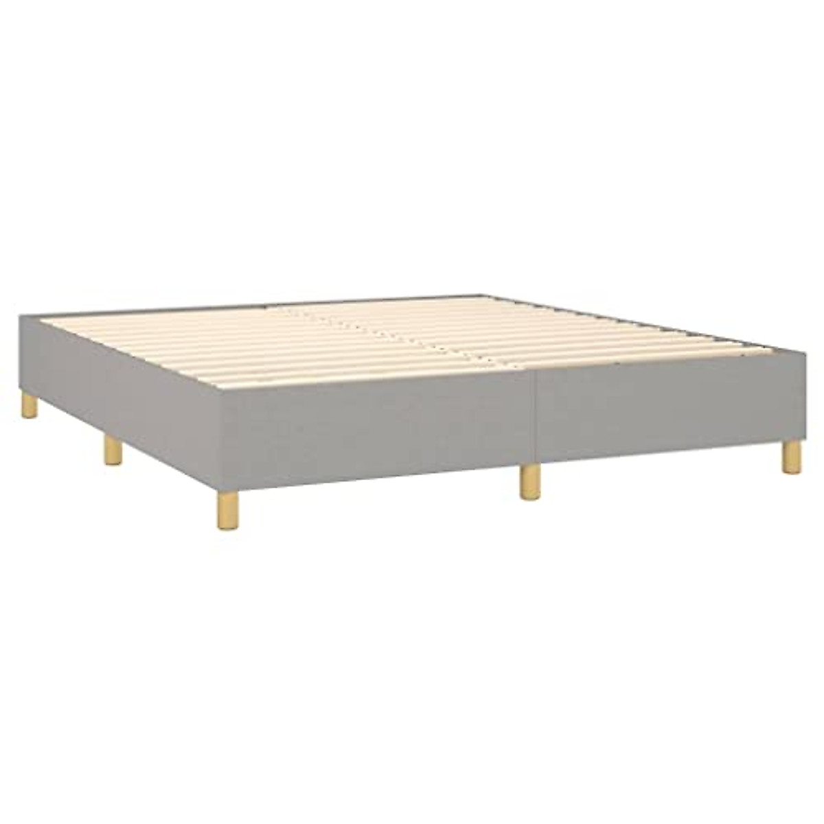 vidaXL Box Spring Bed Frame Home Indoor Bed Accessory Bedroom Upholstered Double Bed Base Furniture Light Gray 76"x79.9" King Fabric