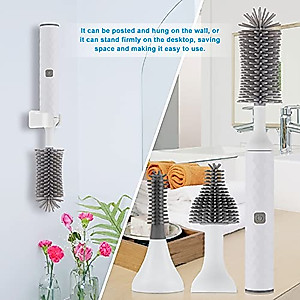 WHNL Electric Bottle Brush, 4 Piece Bottle Brush Set with Baby Bottle Brush Cleaner, Nipple Brush, Pacifier Cleaner, Straw Cleaner Brush, Gifts for Newborns and Mothers, White