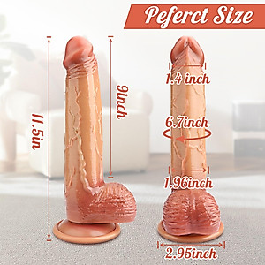 Sex Toys Huge Realistic Dildo - Adult Toys 11.5“ Silicone Giant Thick Dildos with Suction Cup, Women Sex Toys G Spot Long Large Dildo for Vaginal and Anal Play, Lifelike Penis Female Sex Toy