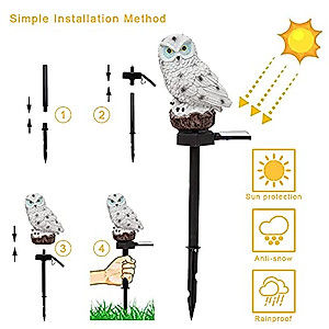 NBLJF Owl Outdoor Solar Lights Garden Decorative Resin Animal Sculpture for Lawn-Yard-Patio-Pathway Multi-Purpose Figurine Lights & Garden Decor