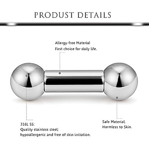 Hoeudjo PA Ring Internally Threaded Straight Barbell Monster Screwball Rings BR 316L Surgical Steel Genital Prince Albert Piercing Body Jewelry 2G 4G 6G 8G 4 Pieces 1#