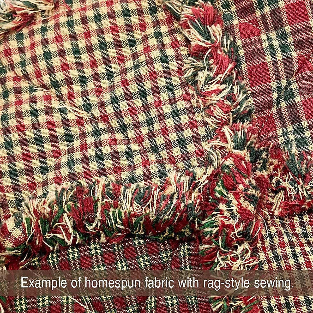 Cranberry Christmas 3 Cotton Homespun Plaid Fabric by JCS - Sold by The Yard