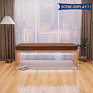 sutailocus Bench Cushion Double Piping Outdoor Bench Cushion,Custom Bench Cushions for Indoor/Outdoor Furniture, for Window/Piano/Porch Swing/Dining/Kitchen Bench (30x14x3, Brown)