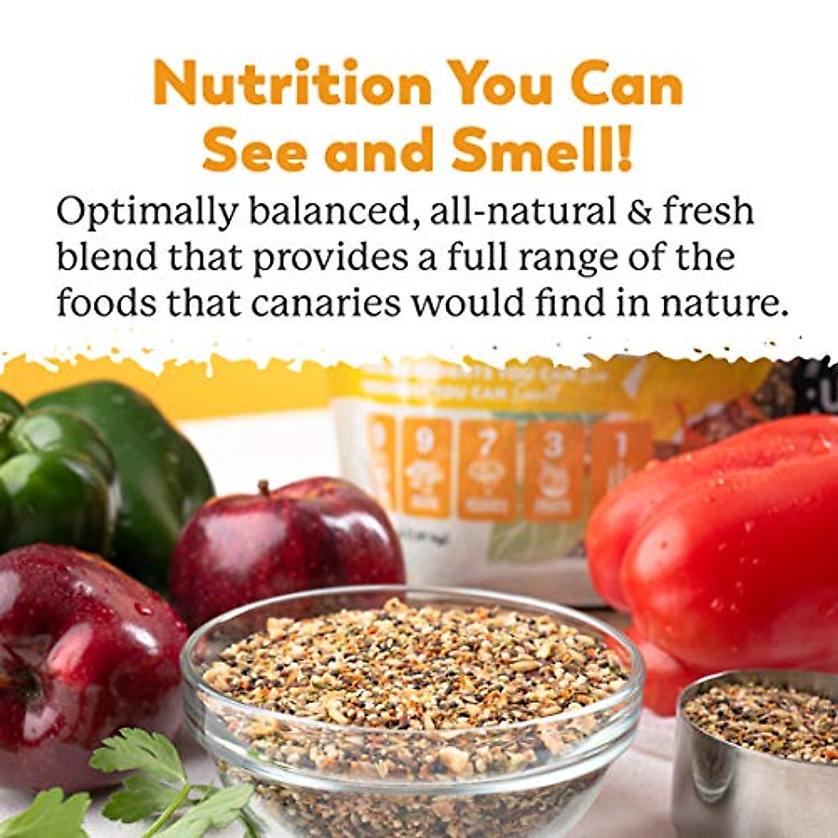 Dr. Harvey's Incredible Canary Food, Wholesome Seeds, Nuts, Fruits, and Vegetables Bird Feed for Singing Canaries, Trial Size (4 Oz)