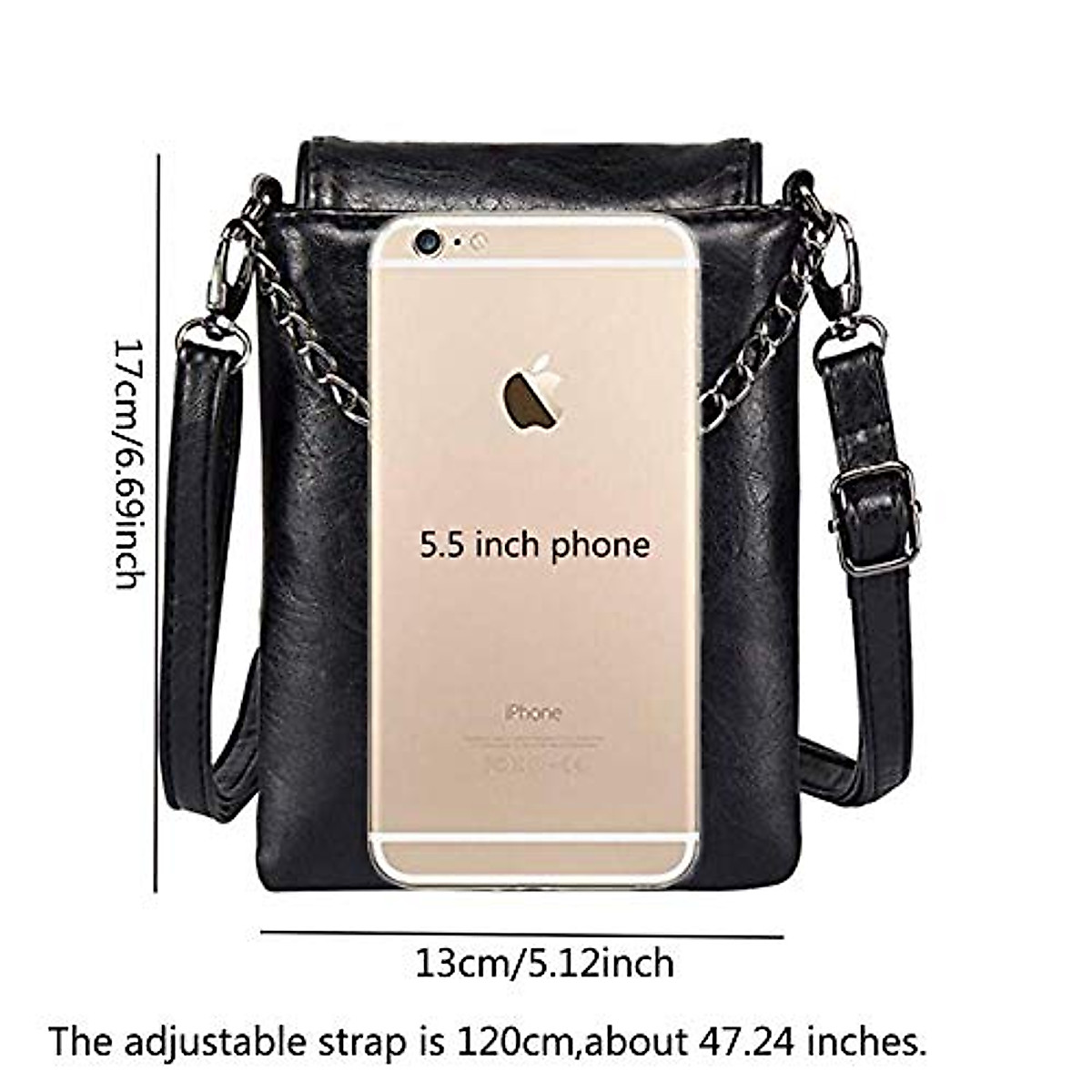 WITERY Small Crossbody Cell Phone Purse Gothic Leather Bag Shoulder Travel Purse