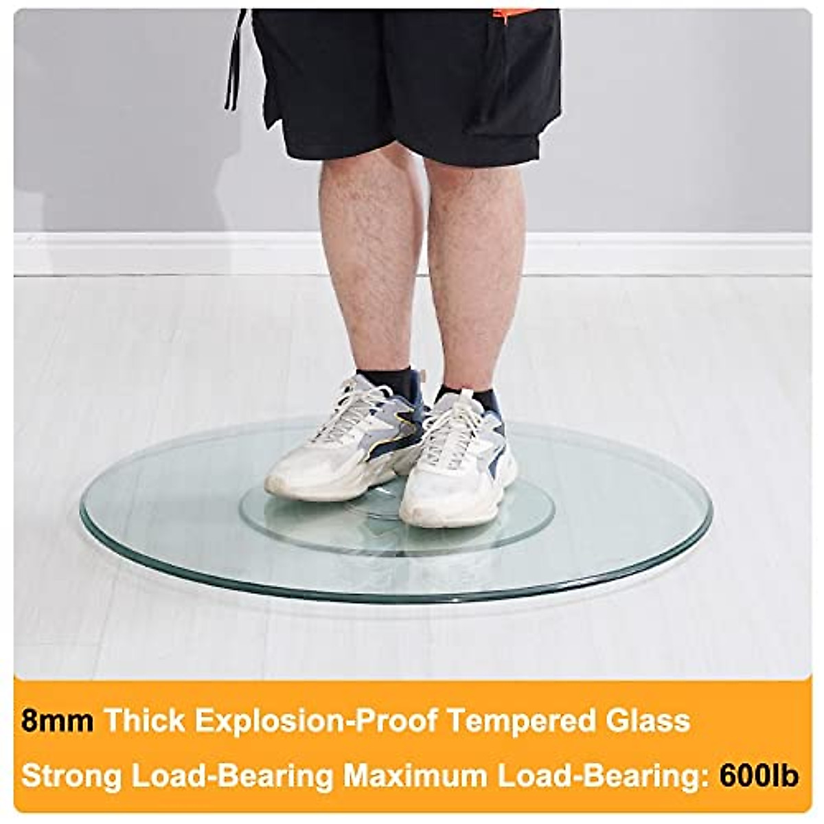 Glass Turntable Lazy Susan, 20in/50cm Round Rotating Tray Tabletop Serving Plate For Kitchen Dining Table, 60cm/24in Anti-tilt Silent Swivel Tray 8mm Thick (Size : 60cm/24Inch)