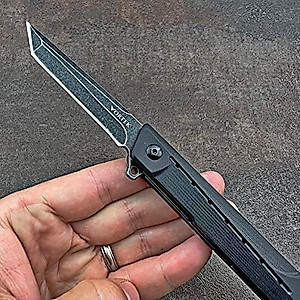 VORTEK Ball Bearing Pivot System Folding Pocket Knife, Everyday Carry, 8Cr13MOV Tanto Blade