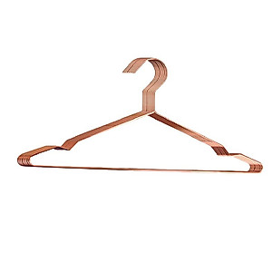 Gold Metal Clothes Hangers 15 Pack,16.5'' Heavy Duty Rose Gold Hangers for Coat, Suit, Bridesmaid Hangers for Wedding, Wire Metal Hangers (Rose Gold, 15)
