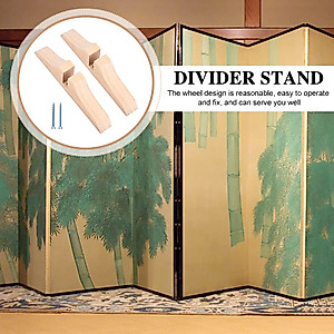 CALIDAKA 2pcs Wooden Room Divider Stand Folding Privacy Screen Holder,Thickened Room Divider Bracket Room Panel Bracket Screen Panel Feet for Home Hotel(Light Brown,Size:11.81 x 2.83 x 1.38inch)