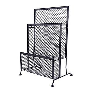 Magazine Rack Newspaper Rack Book Shelf Storage Rack Hollow Metal Wire Letter Rack Display Stand Office Desktop Front Desk 24X18X36CM MUMUJIN (Color : Black)