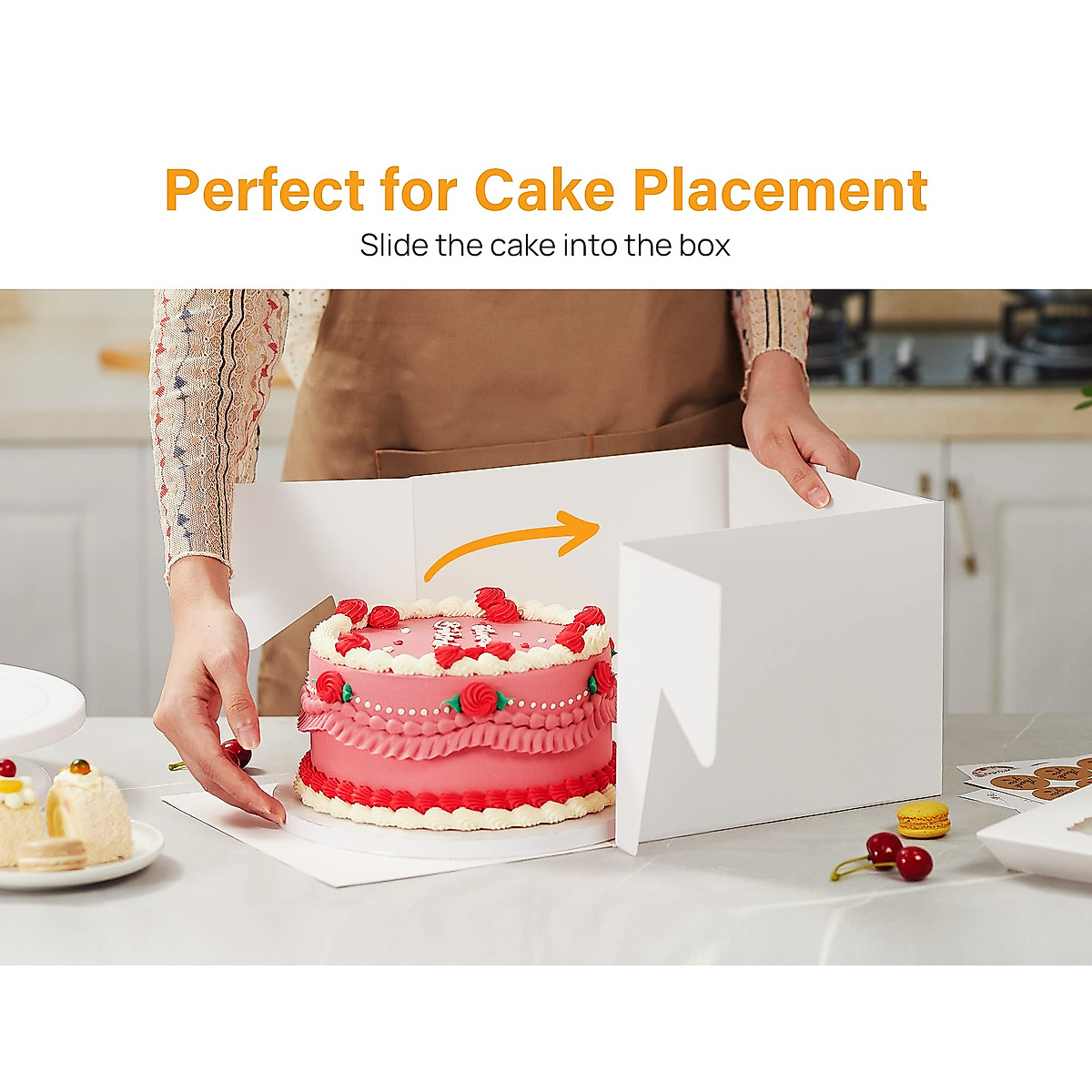 Kootek 15pcs Cake Boxes, 10x10x8 Inches Tall Cake Box with Window, White Bakery Boxes, Large Baking Boxes, Square Cardboard Cake Box for Multi-Layer Cakes, Cake Decorating Supplies for Gift Giving