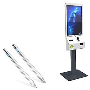 BoxWave Stylus Pen Compatible with Kiosk Paragon Single Panel Pedestal (32 in) - AccuPoint Active Stylus (2-Pack), Electronic Stylus with Ultra Fine Tip - Metallic Silver