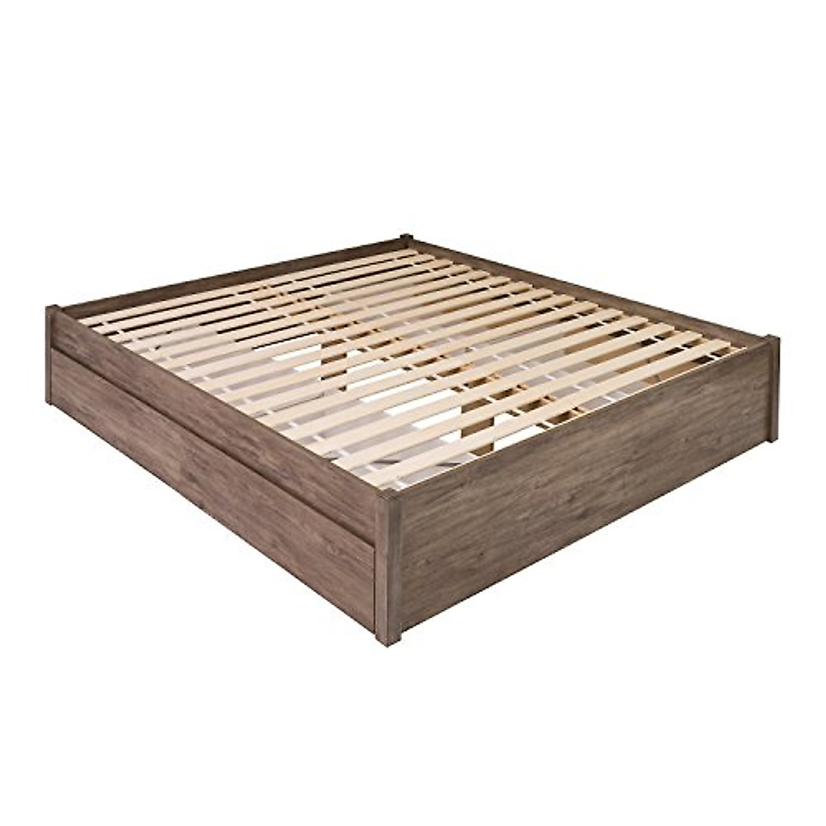 Prepac Select King 4 Post Platform Storage Bed With 4 Drawers, 83" L x 79" W x 16" H, Drifted Gray