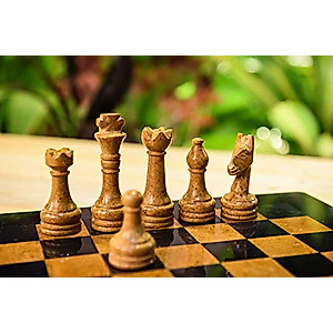 Original Handmade Marble Chess Set by RADICALn - 15" Black and Golden Hand Crafted Full Chess Board Game Sets Premium Quality
