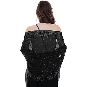 BANETTETA Shawl Silver Shawls and Wraps for Evening Dresses Shawl Shawl Wraps for Women Shawls and Wraps for Weddings Ladies Shawls and Wraps Fall (Black Silver)