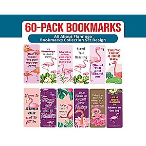 Creanoso All About Flamingo Bookmarks (10-Sets X 6 Cards) – Daily Inspirational Card Set – Interesting Book Page Clippers – Great Gifts for Adults and Teens