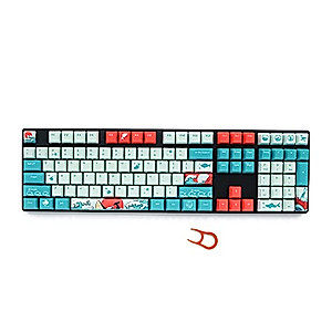 108 Keys Coral Sea Keycap Set OEM Profile PBT 5-Sided Dye-Sublimation ​Keycaps for 61/87/104 Keys Mechanical Keyboard with Keycaps Puller