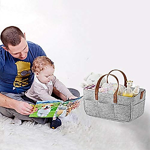 Baby Diaper Caddy Organizer, Portable Nappies Organizer Nursery Storage Basket, Diaper Bag Tote with Changeable Compartments, Baby Storage Basket for Car Travel, Diaper Storage Bin (M)