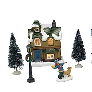 MOMENTS IN TIME Christmas Village 12 pc Set, with LED Lights, Battery Operated (not Included) (5" H to 6.5" H Buildings)