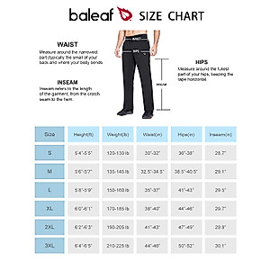 BALEAF Men's Fleece Lined Sweatpants Winter Athletic Workout Cold Weather Thermal Warm Open Bottom Pants with Zipper Pockets Black S
