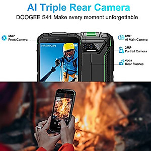 DOOGEE Rugged Phones Unlocked 2023, S41, 4G Dual Sim Rugged Phone Android 12, 6300mAh Battery, 5.5" HD Screen Rugged Phone, 6GB+16GB SD 1TB, IP68 Waterproof Outdoor Military Grade Android Phone, GPS