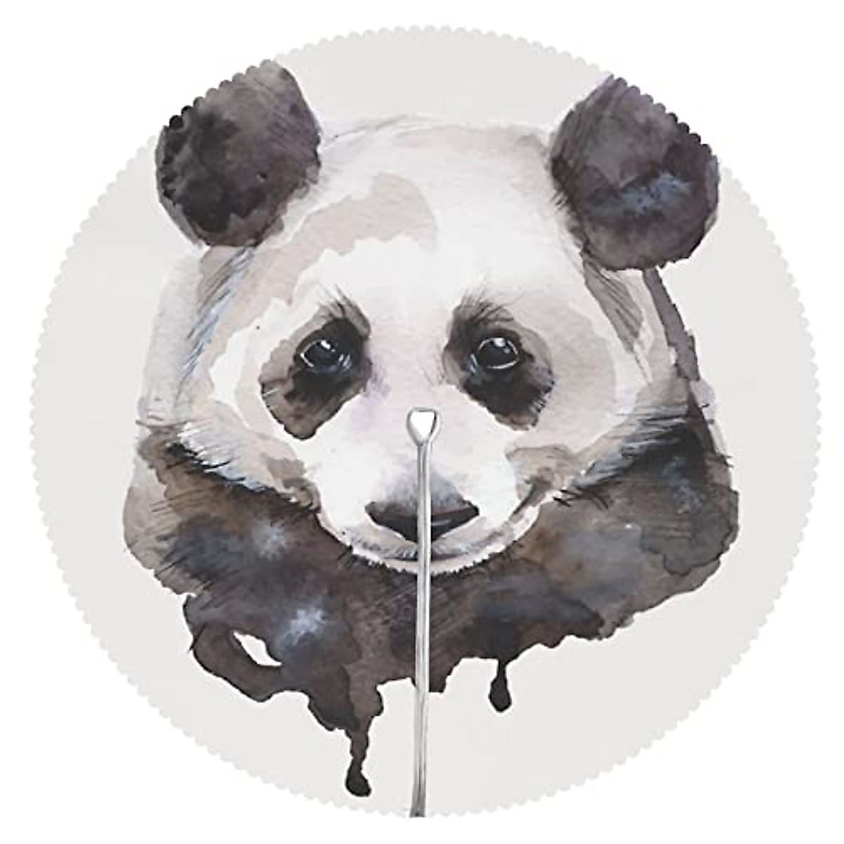 Lirduipu Animal Pattern Round Outdoor Tablecloth,Stain-Resistant Non-Slip Outdoor Round Tablecloth with Umbrella Hole and Zipper,for Patio Garden Tabletop Decor(52" Round,White Beige Black)