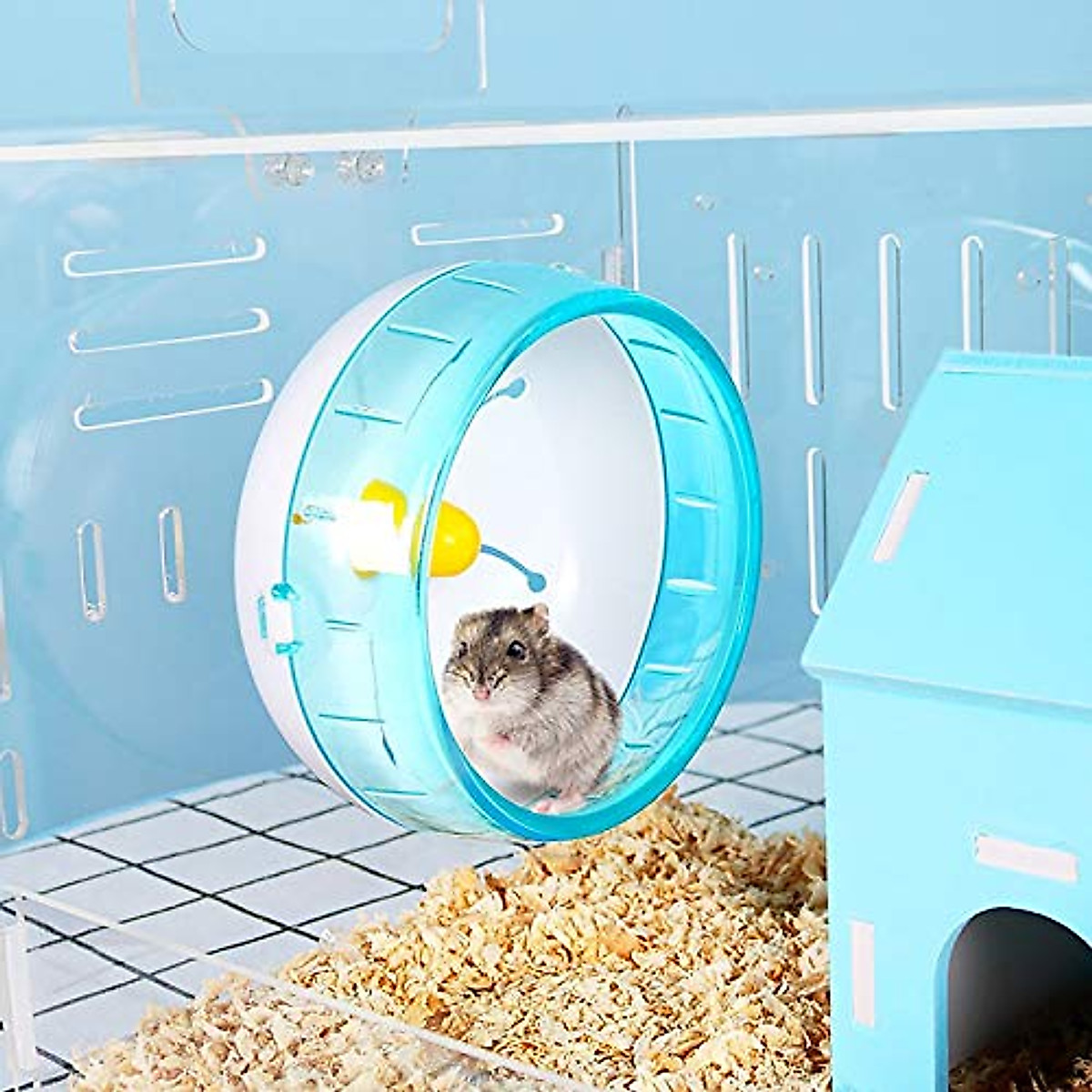 5.5 inch Silent Hamster Exercise Wheels -- Premium PP Material, Quiet Large Spinner Running Wheel for Hamsters Gerbils Mice and Other Small Animals(Blue)
