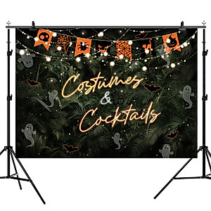 Rsuuinu Halloween Party Backdrop Ghost Themed Bat Costumes and Cocktails Photography Background Adults Teens Birthday Family Prom Party Decorations Supplies Banner Photo Booth Studio Props 7x5ft