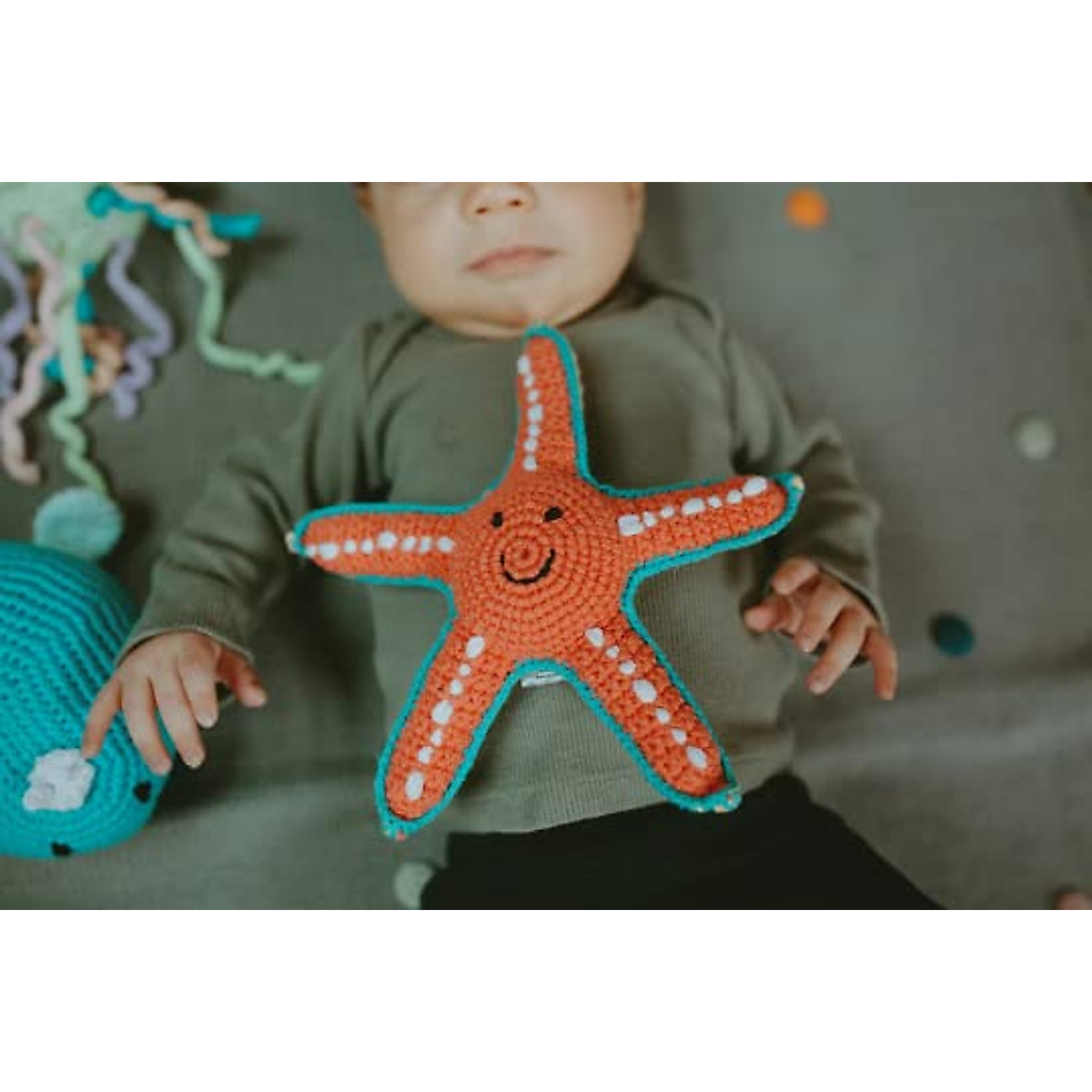 Pebble Fair Trade Handmade Crochet Cotton Starfish Rattle…