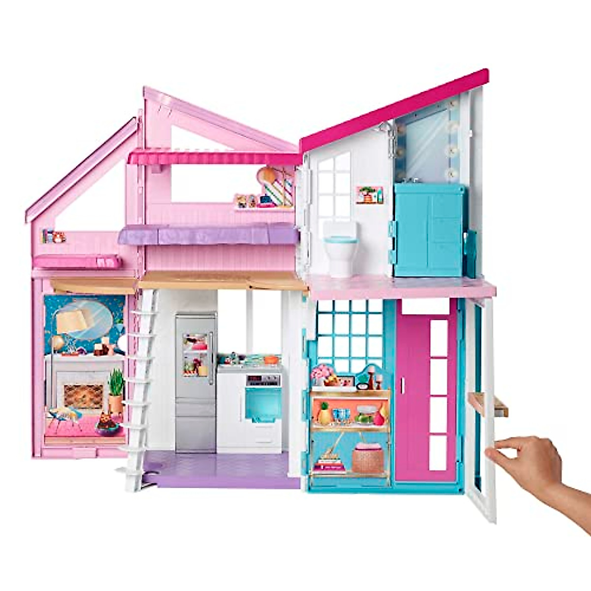 Barbie Doll House Playset, Malibu House with 25+ Themed Furniture & Accessories, 6 Rooms Including 2-In-1 Transformations
