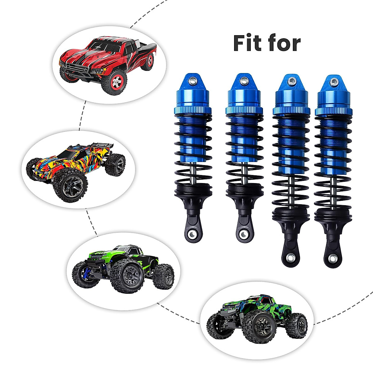 Hobbyfire Shocks Aluminum Threaded Absorber Damper Upgrades Parts Accessories for 1/10 Traxxas Rustler 4X4 VXL Stampede 4X4 Hoss 4X4 Replace 5862 (Navy Blue)